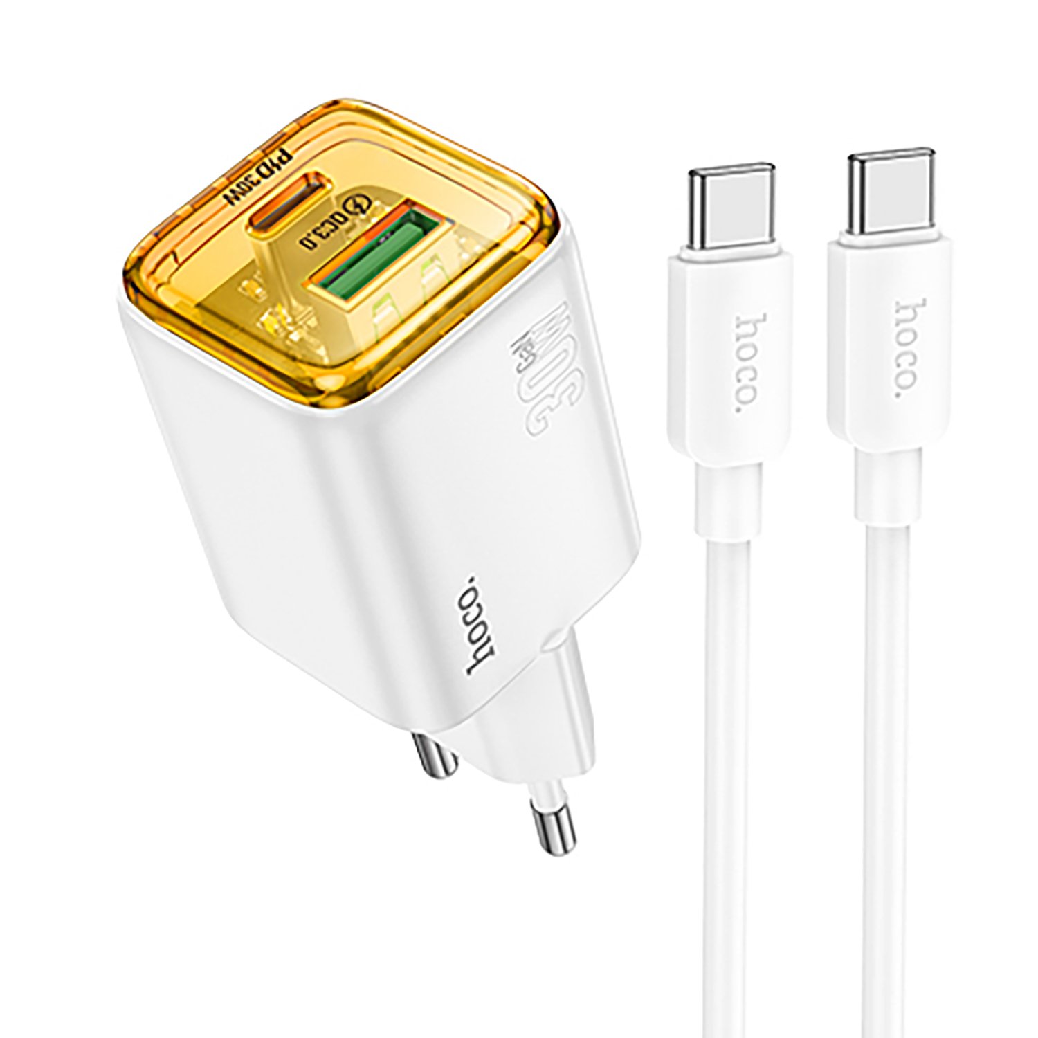 Адаптер Сетевой с кабелем Hoco N53 USB/Type-C 3A/30W (Type-C/Type-C ...
